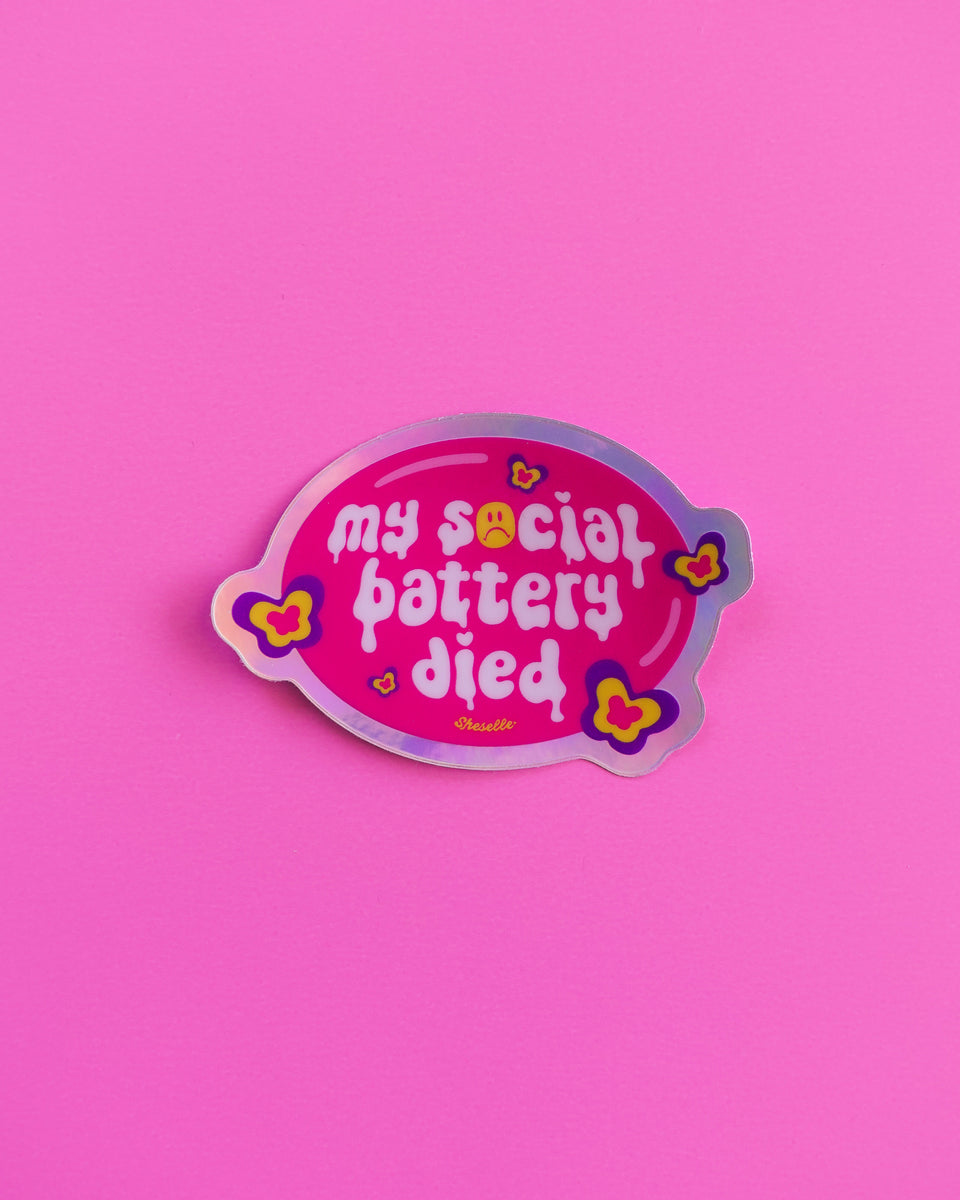 Social Battery Holographic Sticker – Sheselle